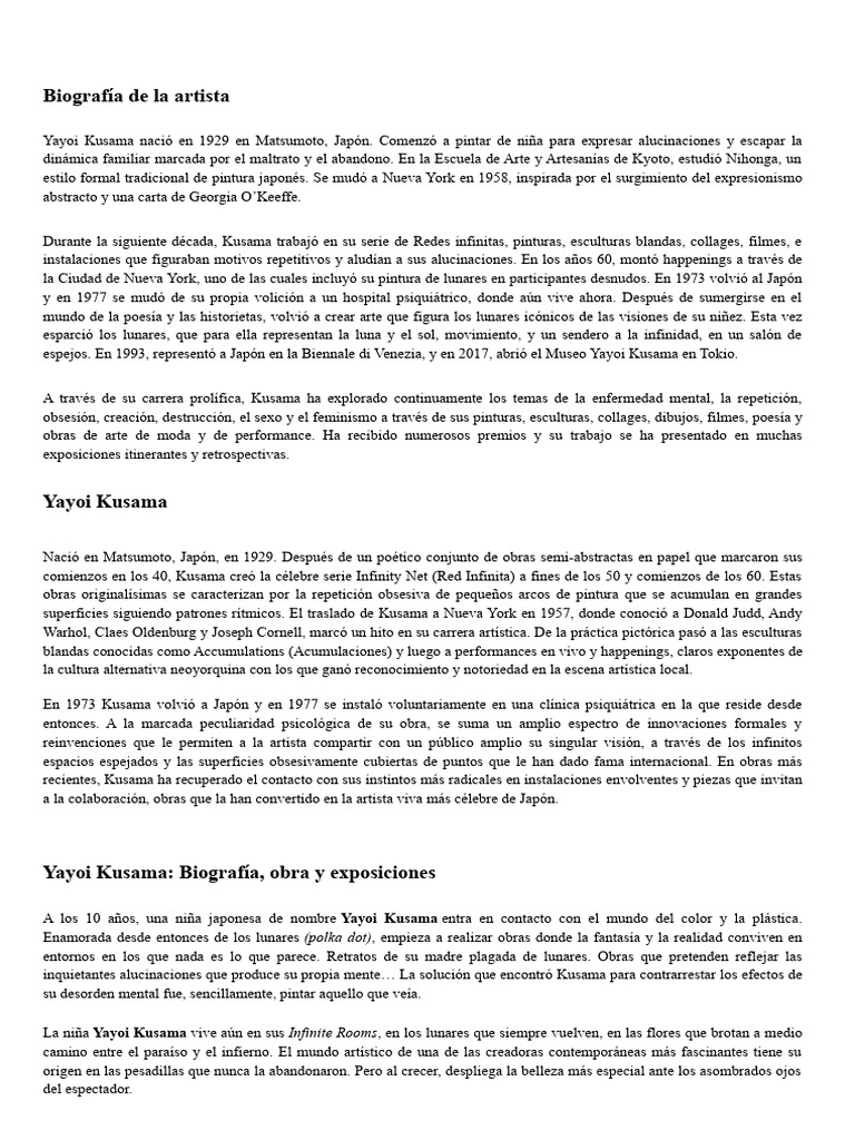Yayoi Kusama | PDF | Las artes