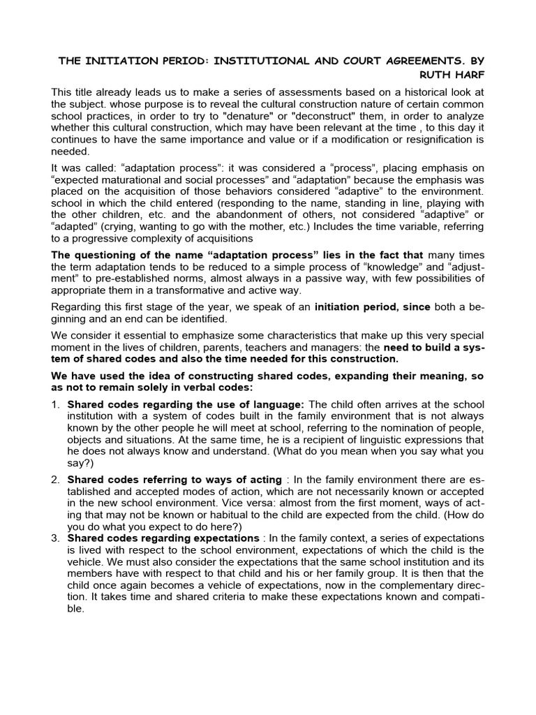 Harf, R. Initiation Period | PDF | Developmental Psychology | Teachers