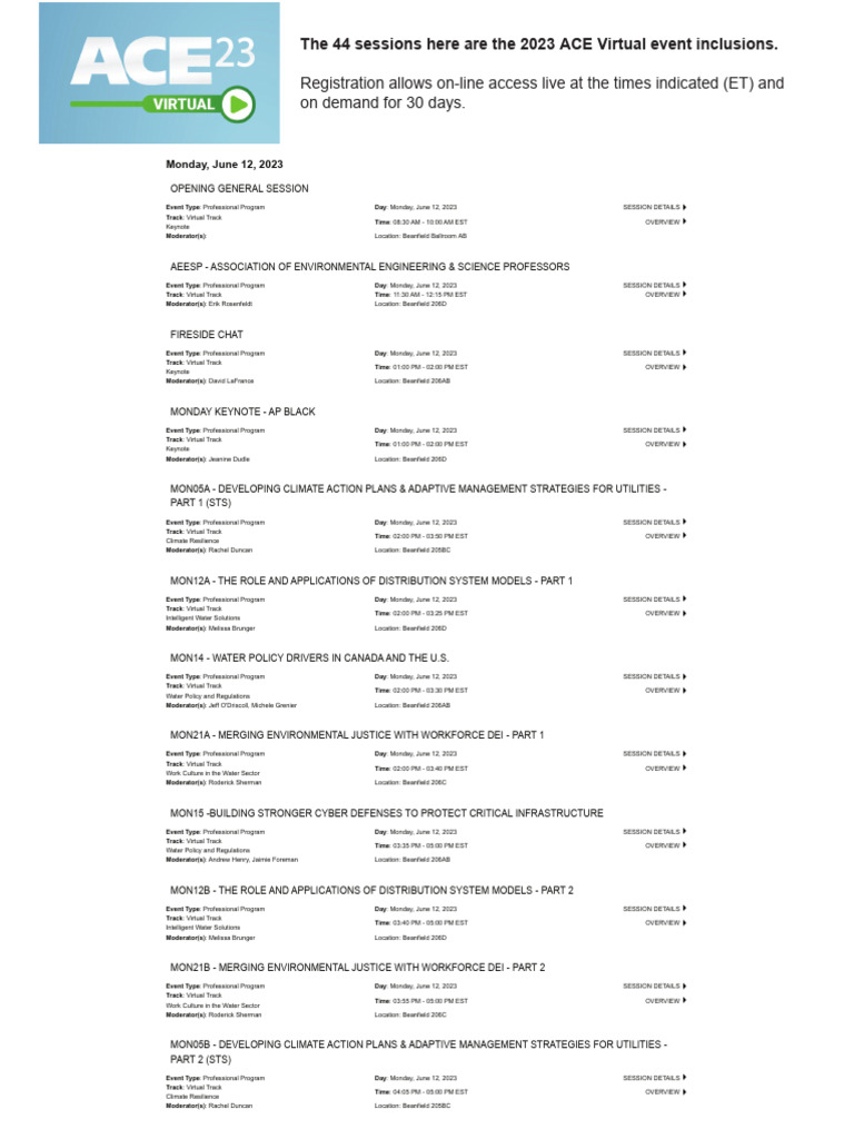 2023 ACE Virtual Program Overview | PDF | Economies