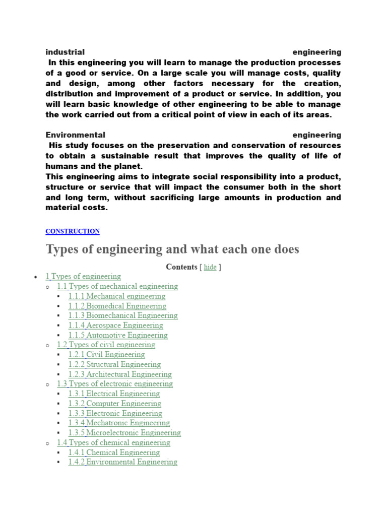 Engineering Types | PDF | Engineering | Mechanical Engineering