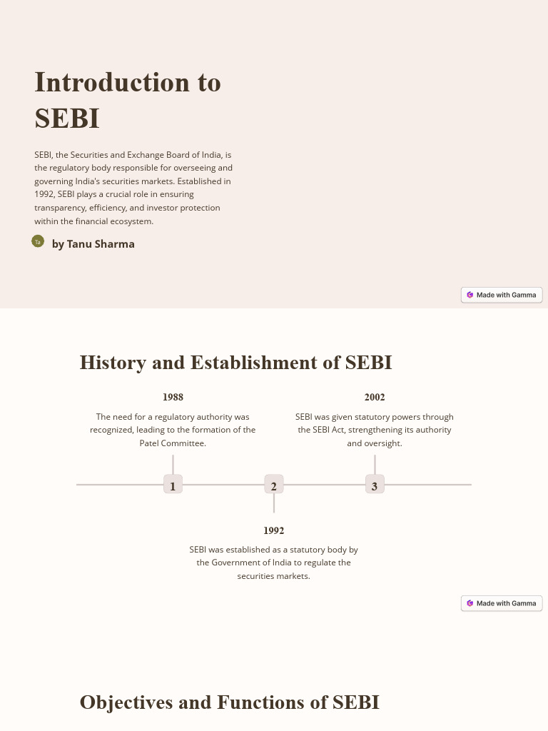 Introduction To SEBI | PDF | Securities (Finance) | Regulatory Compliance