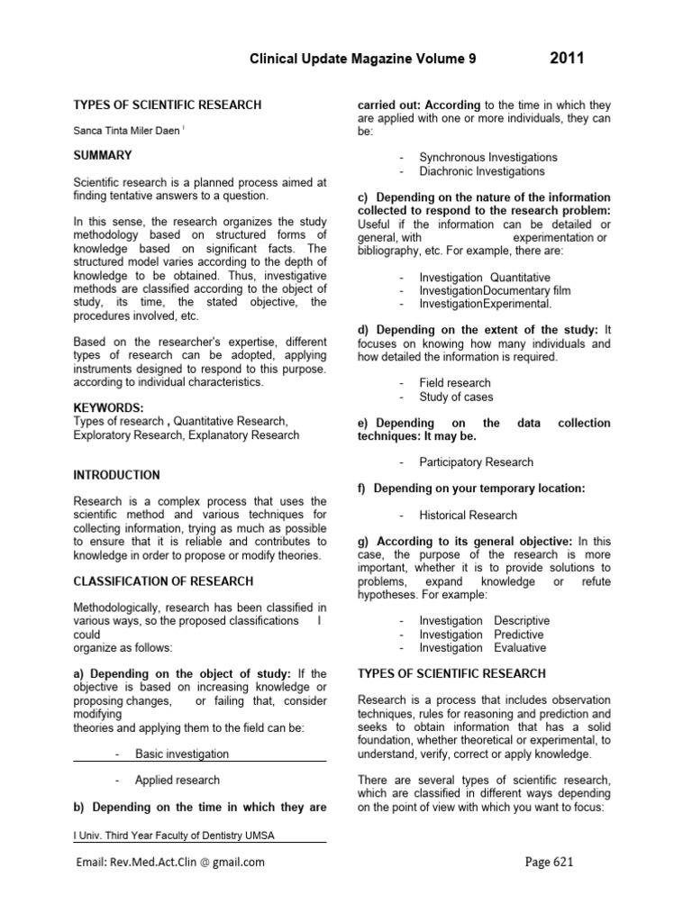 Types of Scientific Research PDF | PDF | Methodology | Scientific Method