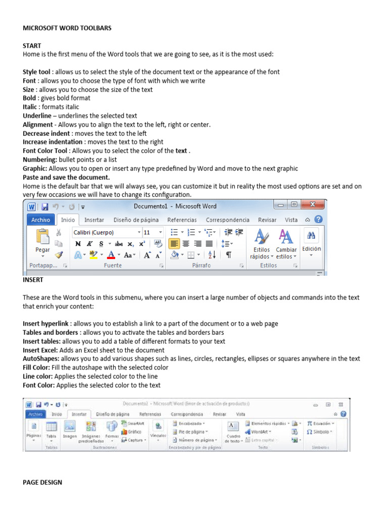 Microsoft Word Toolbars and Word Icons | PDF | Microsoft Word | Menu ...