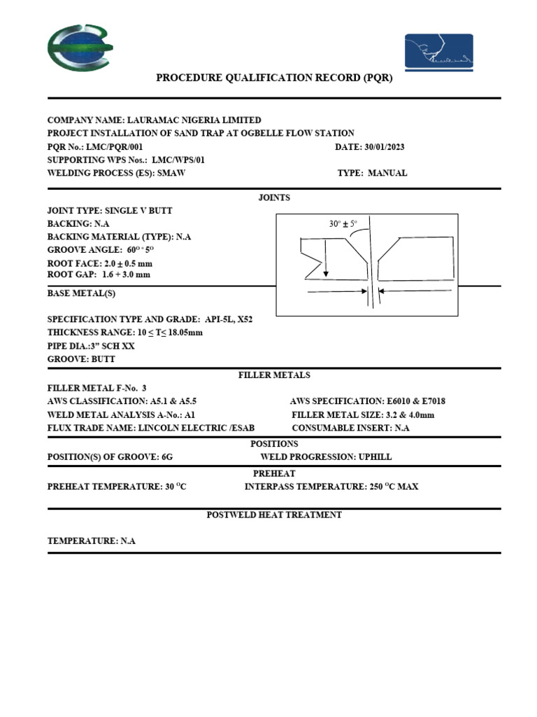 Procedure Qualification Record (PQR) | PDF | Welding | Construction
