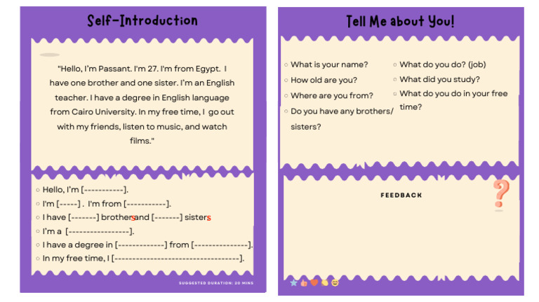 Self-Introduction A0-A1 | PDF