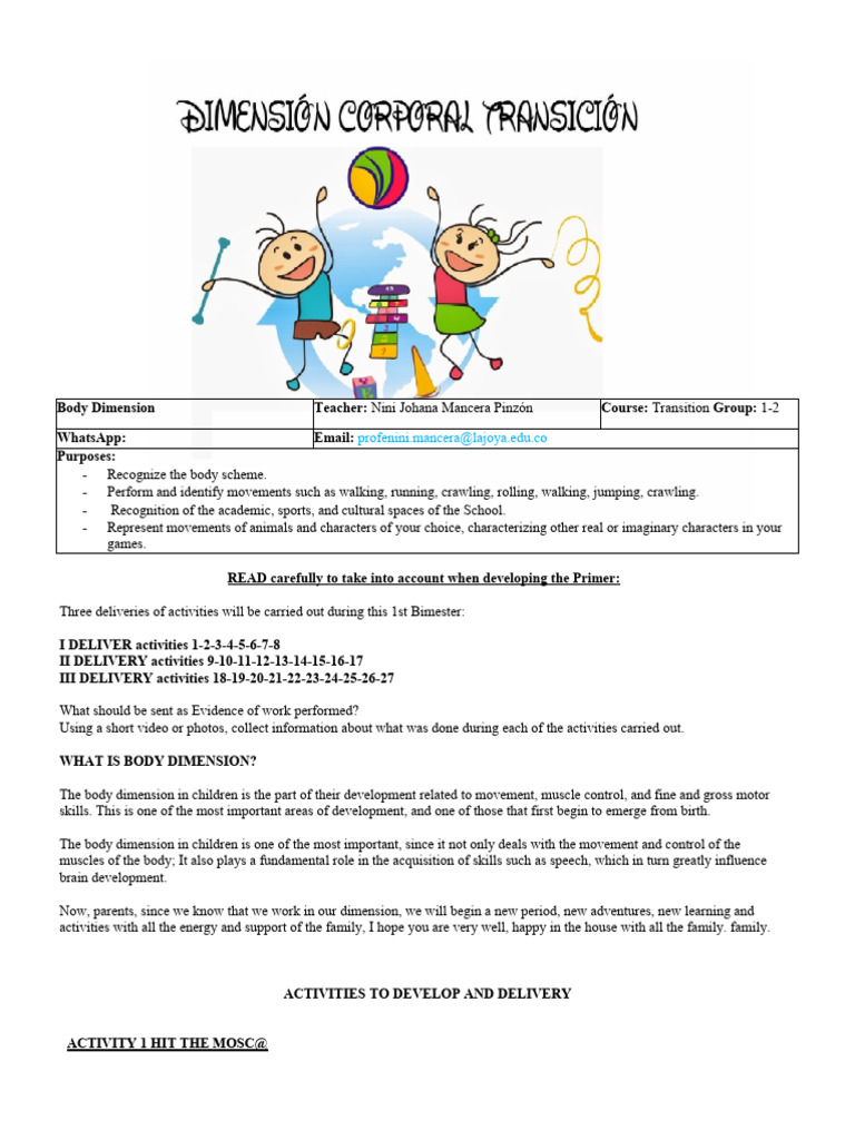 Body Dimension Activities | PDF