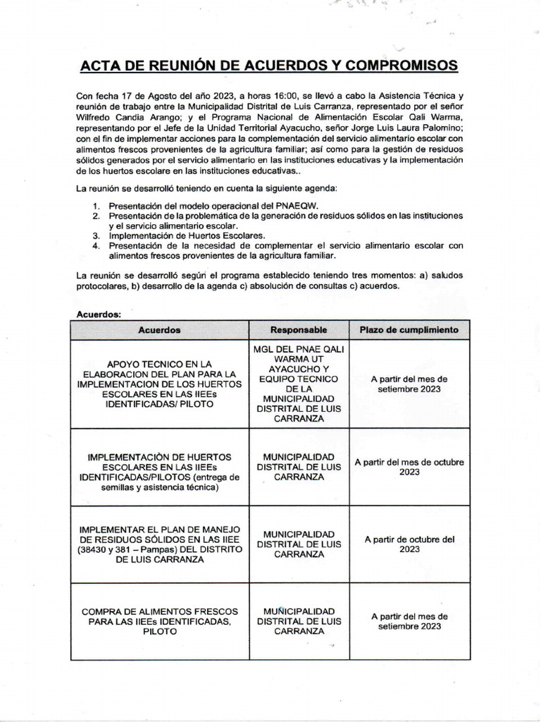 Acta Qali Warma | PDF