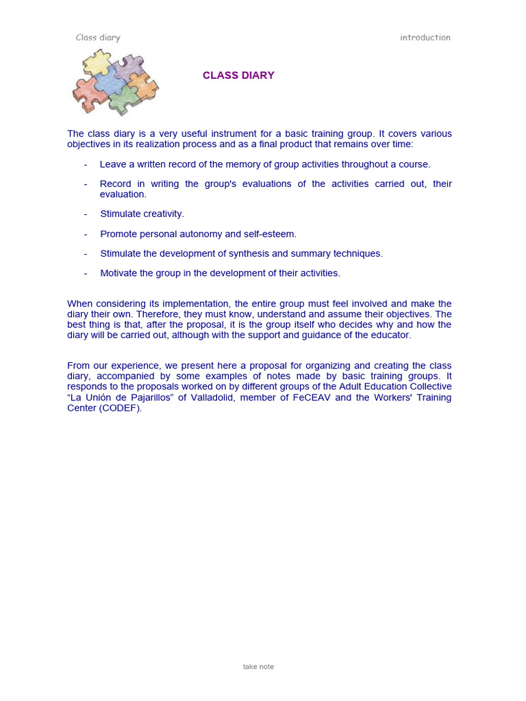 Class Diary Activity | PDF | Experience | Creativity