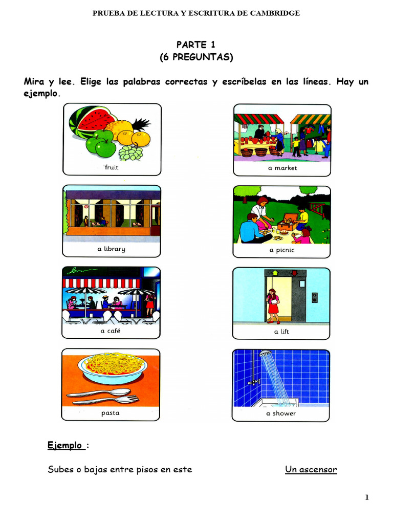 Prueba de Lectura y Escritura Cambridge | PDF