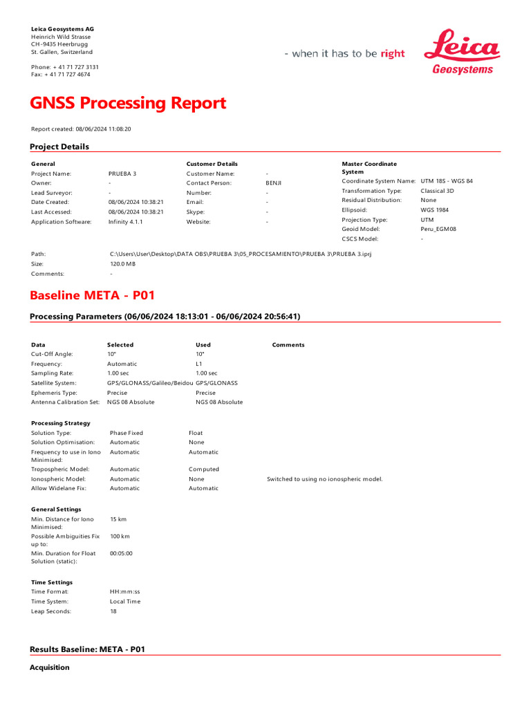 PRUEBA 3 GNSS Processing Report | PDF | Global Positioning System | Geophysics
