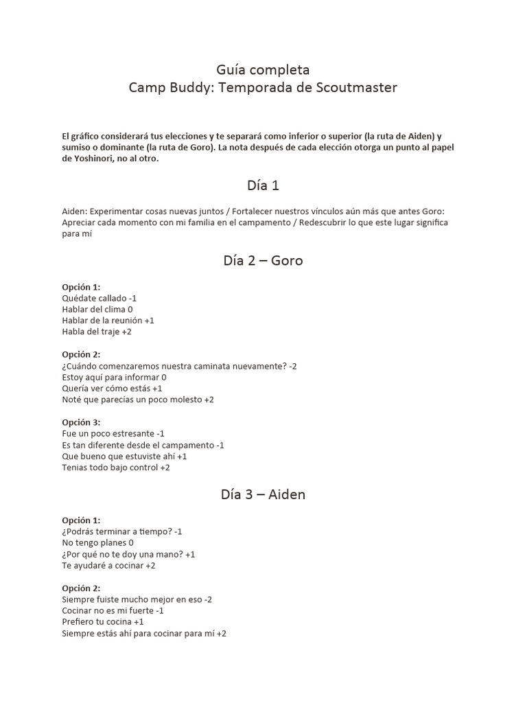 Guía Completa Temporada Camp Buddy Scoutmaster Pdf