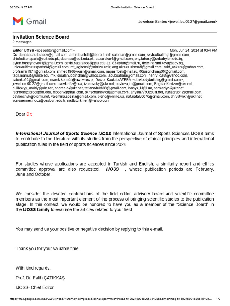 Gmail - Invitation Science Board | PDF | Science