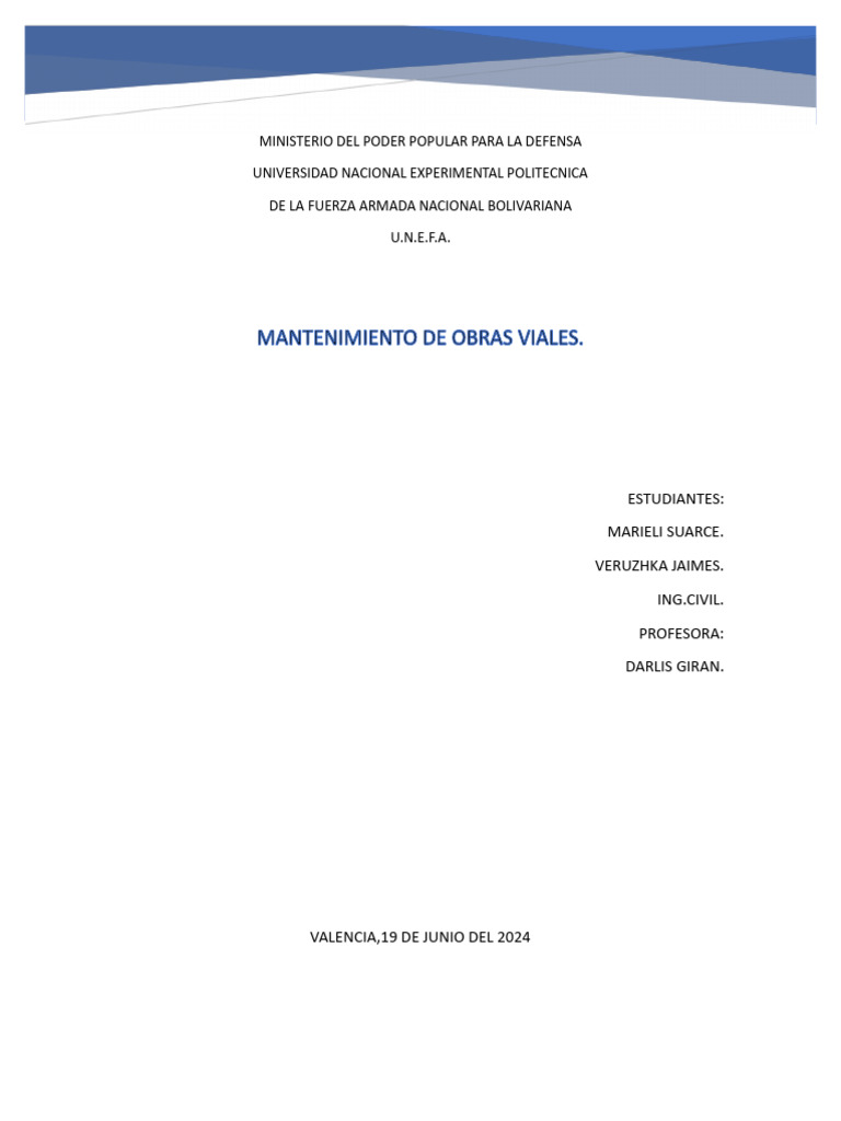 Mantenimiento de Obras Viales | PDF | La carretera | Seguridad vial