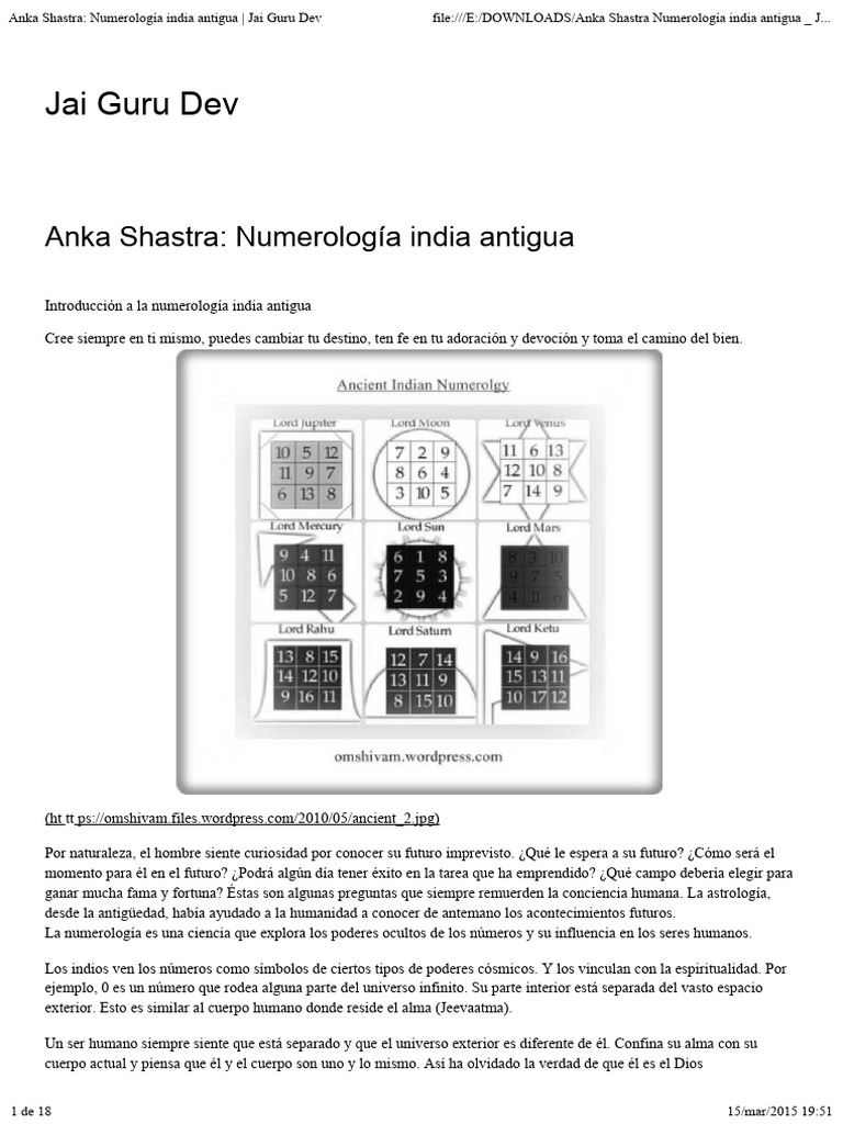 Anka Shastra: Numerología India Antigua | PDF | Astrología