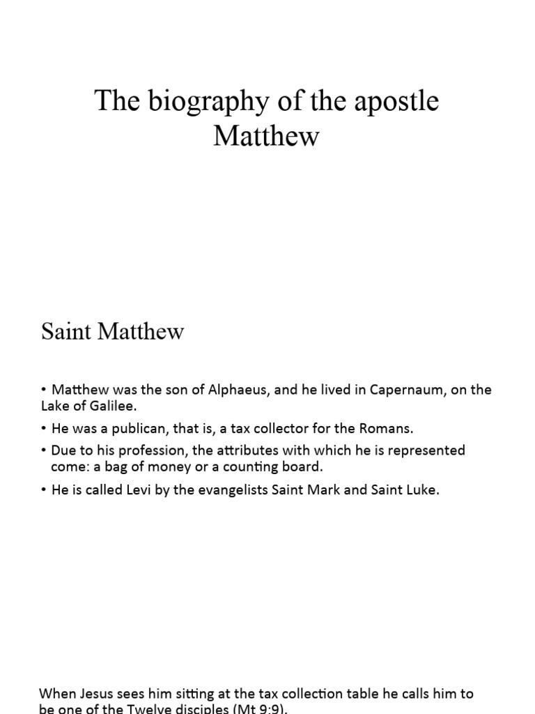 The Biography of The Apostle Matthew | Download Free PDF | Gospel Of ...
