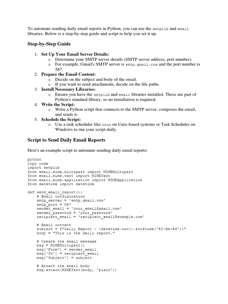 Daily Email Report | PDF | Communications Protocols | Network Service