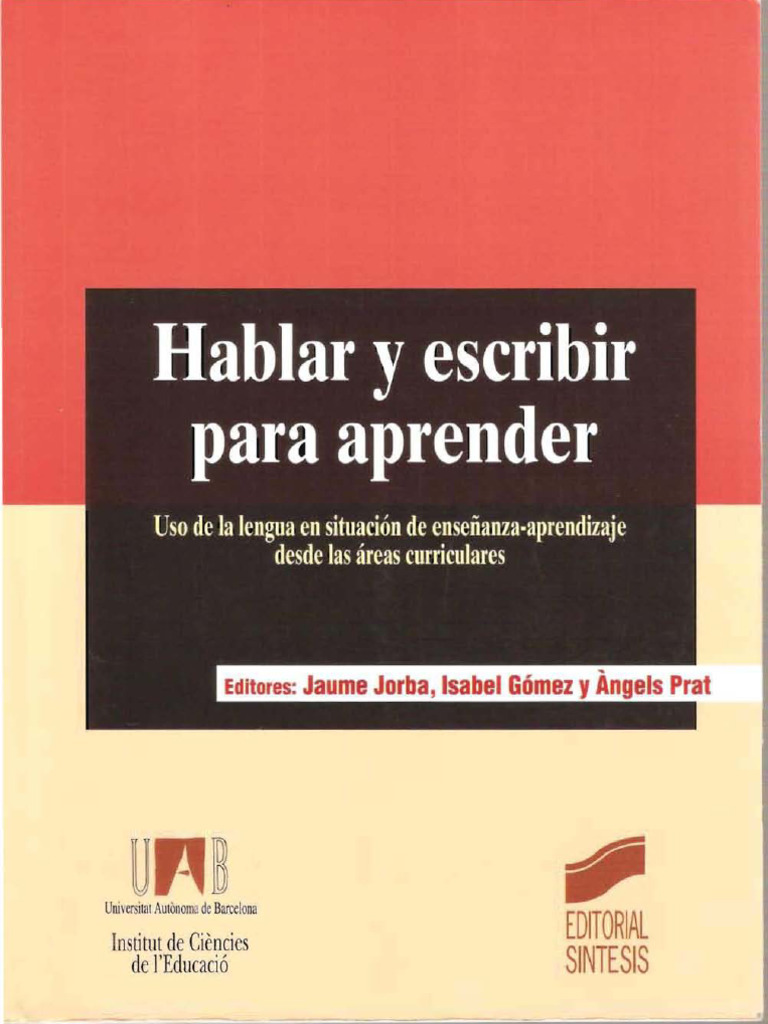 Jorba - Hablar y Escribir para Aprender | PDF | Cognición | Sicología