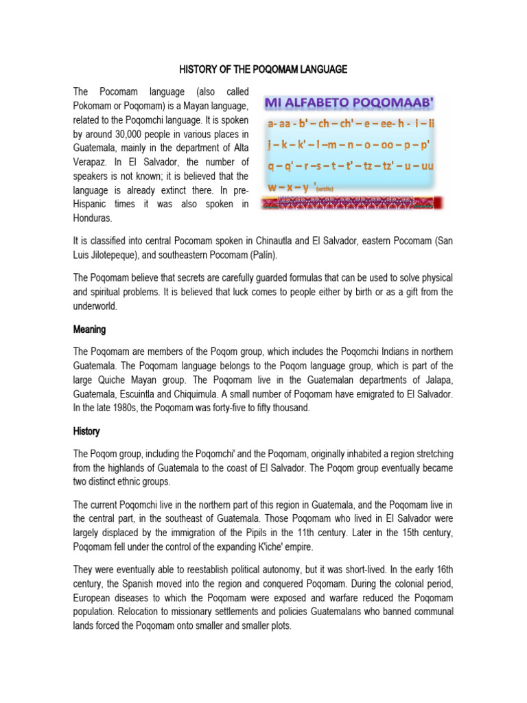 History of The Poqomam Language | PDF | Guatemala