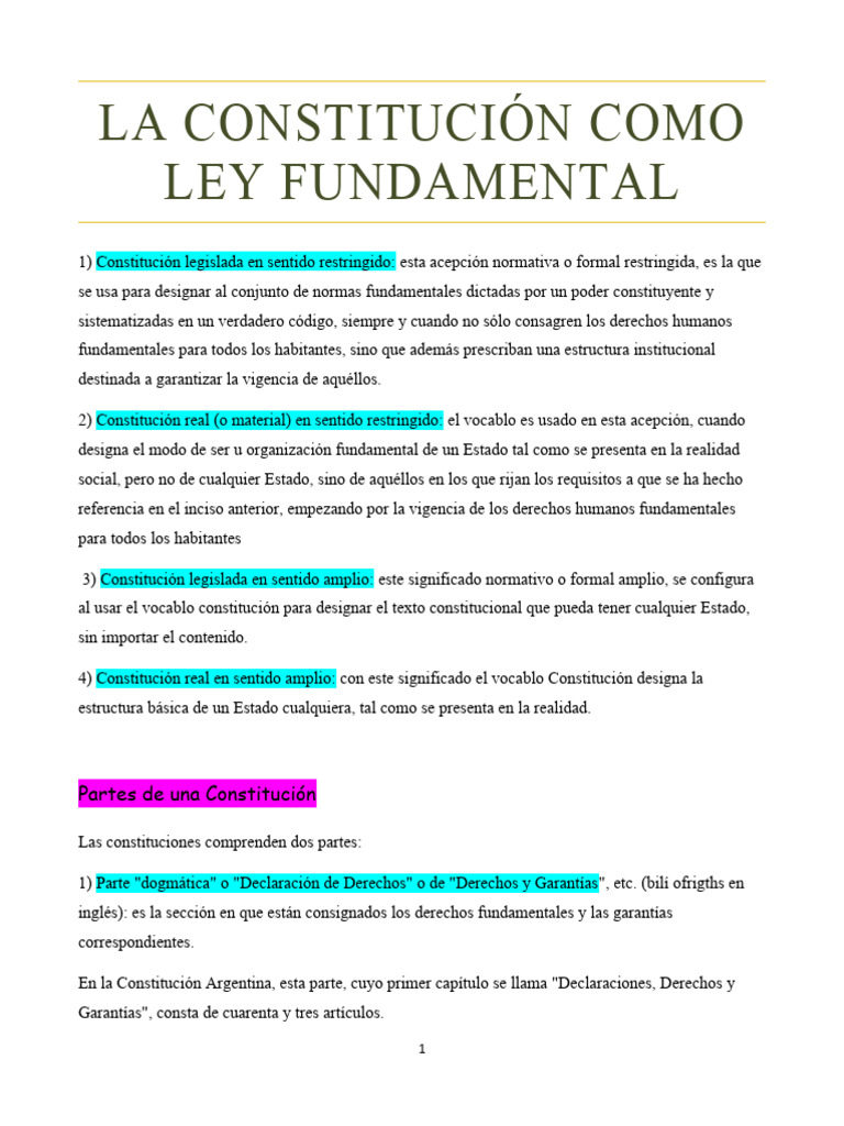 La Constitución Como Ley Fundamental | PDF | Constitución | Fuentes del ...