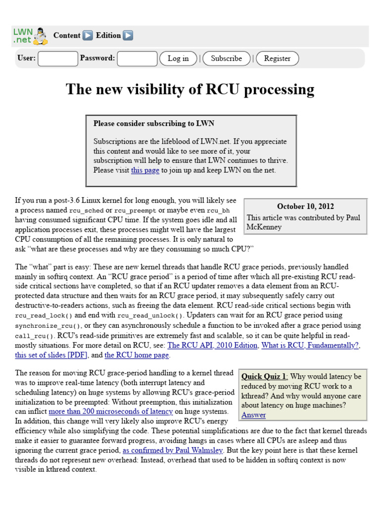 The New Visibility of RCU Processing | PDF | Thread (Computing) | Central Processing Unit