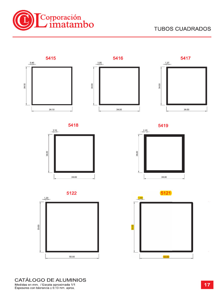 FICHA ALUMINIO CUADRADO | PDF