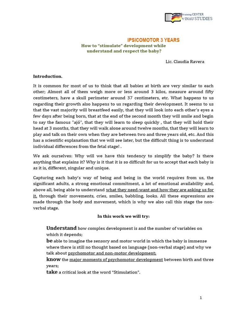 RAVERA. Psychomotor Development | PDF | Infants | Nervous System