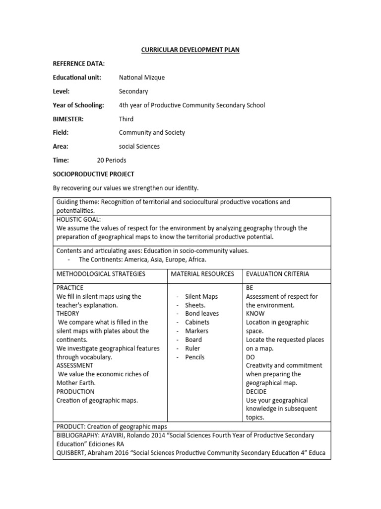 Social Sciences Plans Productive Community Secondary School | PDF | Social Sciences | Science