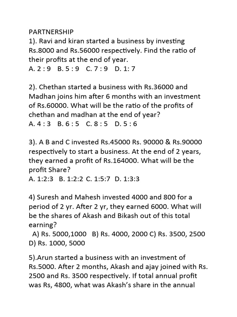 Partnership Problems | PDF | Partnership | Investing