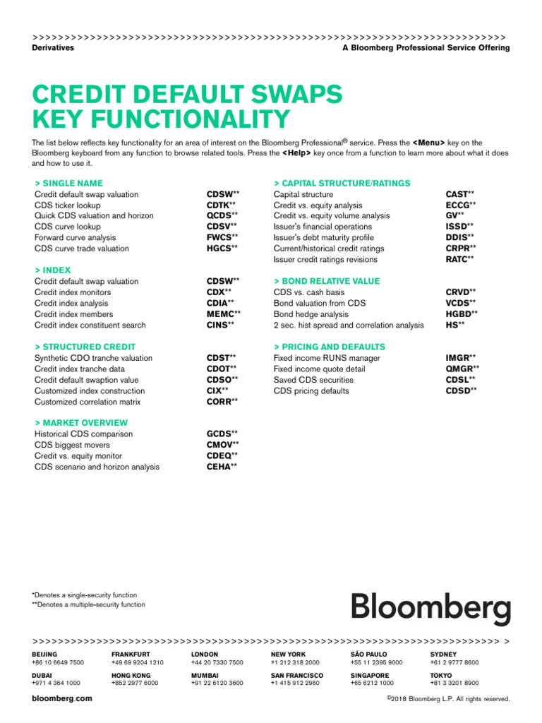 Bloomberg CDS Functions Overview | PDF | Credit Default Swap | Swap ...
