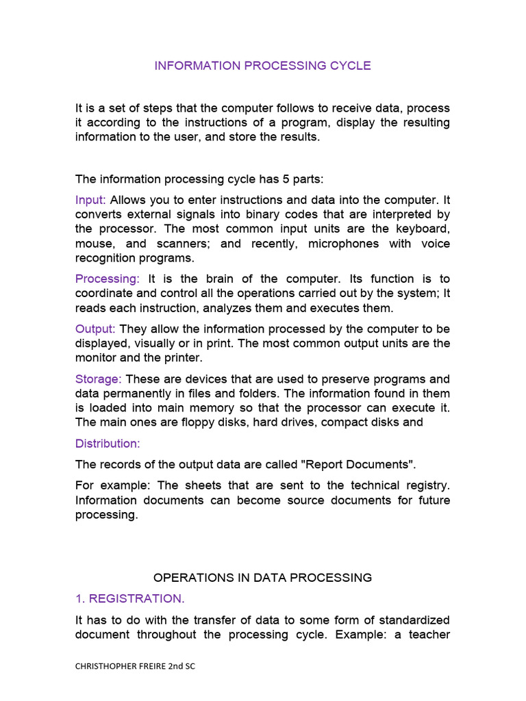 Information Processing Cycle | PDF | Input/Output | Programming