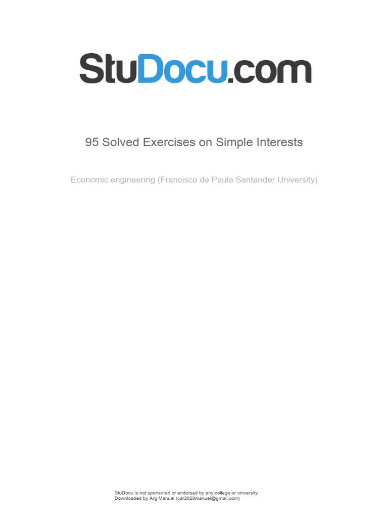 95 Solved Exercises On Simple Interests | PDF | Interest | Debt 95 Solved Exercises On Simple Interests | PDF | Interest | Debt