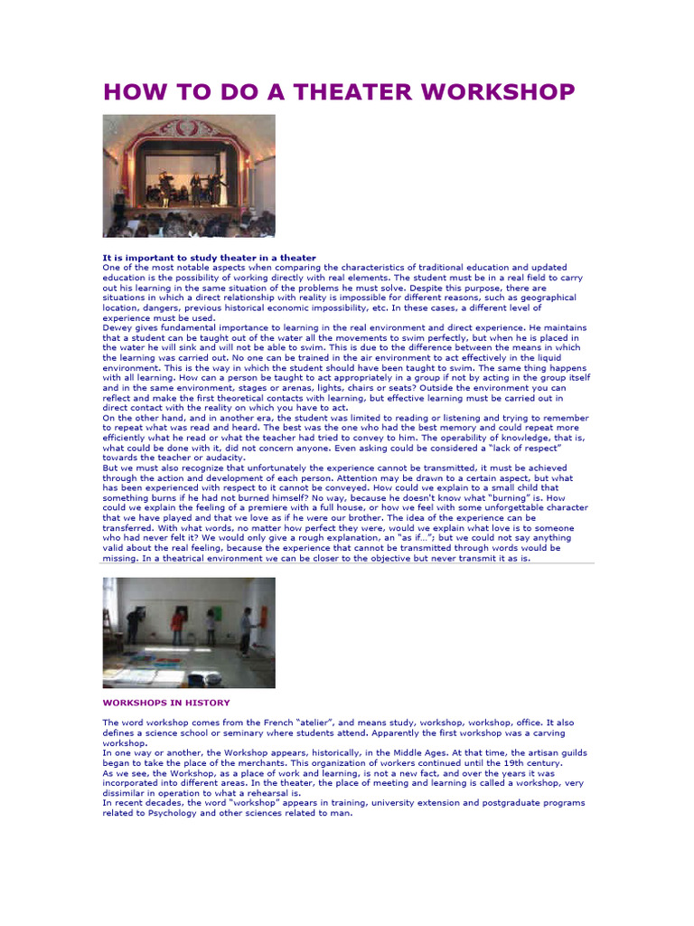 How To Do A Theater Workshop | PDF | Knowledge | Experience