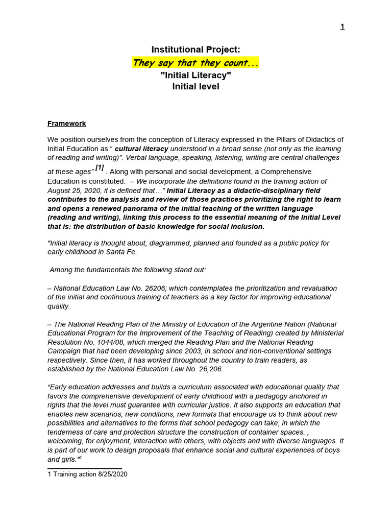 Initial Literacy Project | PDF | Literacy | Communication