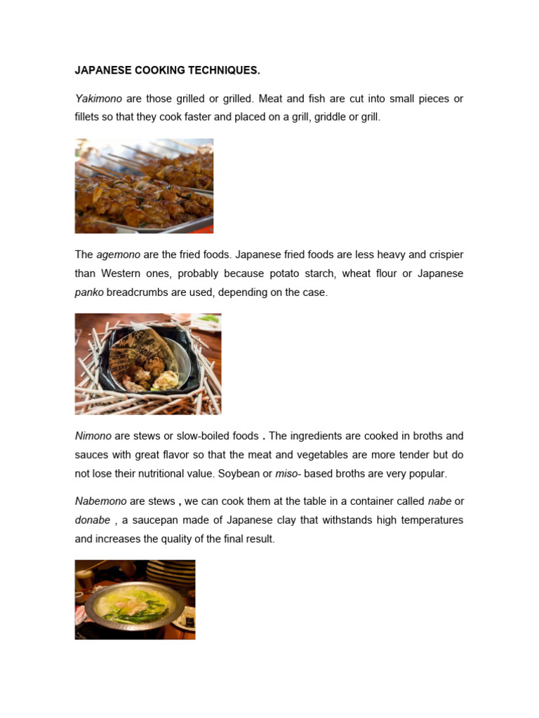 Japanese Cooking Techniques | PDF | Japanese Cuisine | Sushi