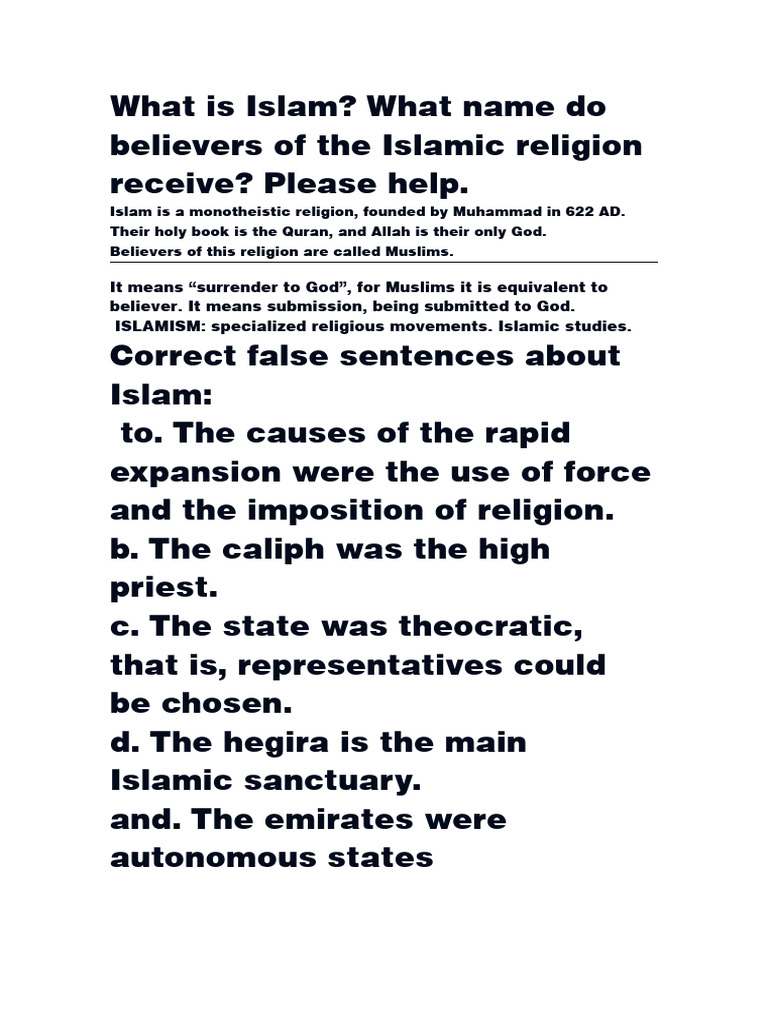 What Is Islam What Name Do Believers of The Islamic Religion Receive ...