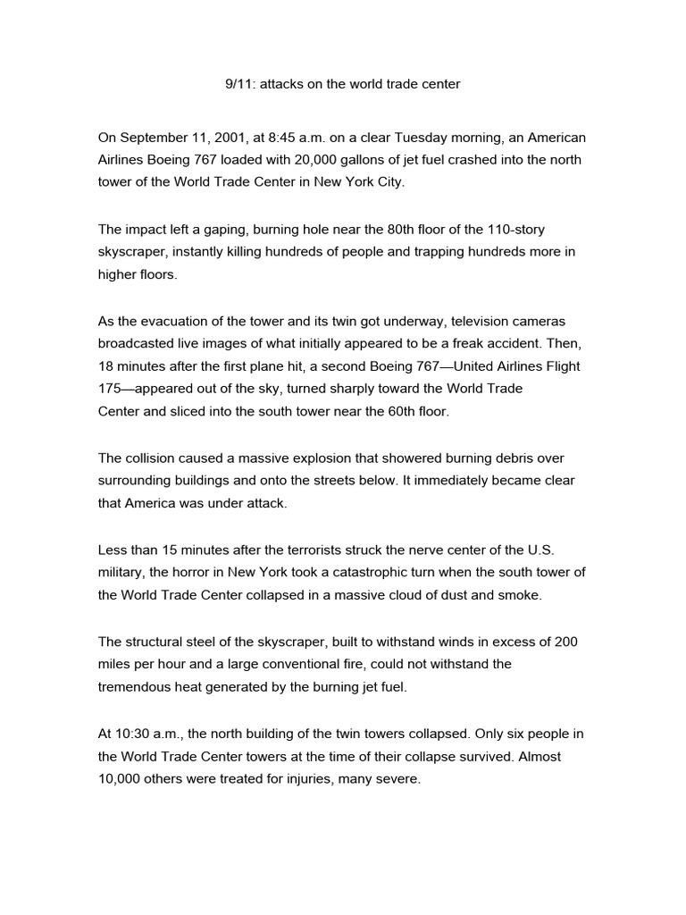 9/11 Attacks on the World Trade Center | PDF