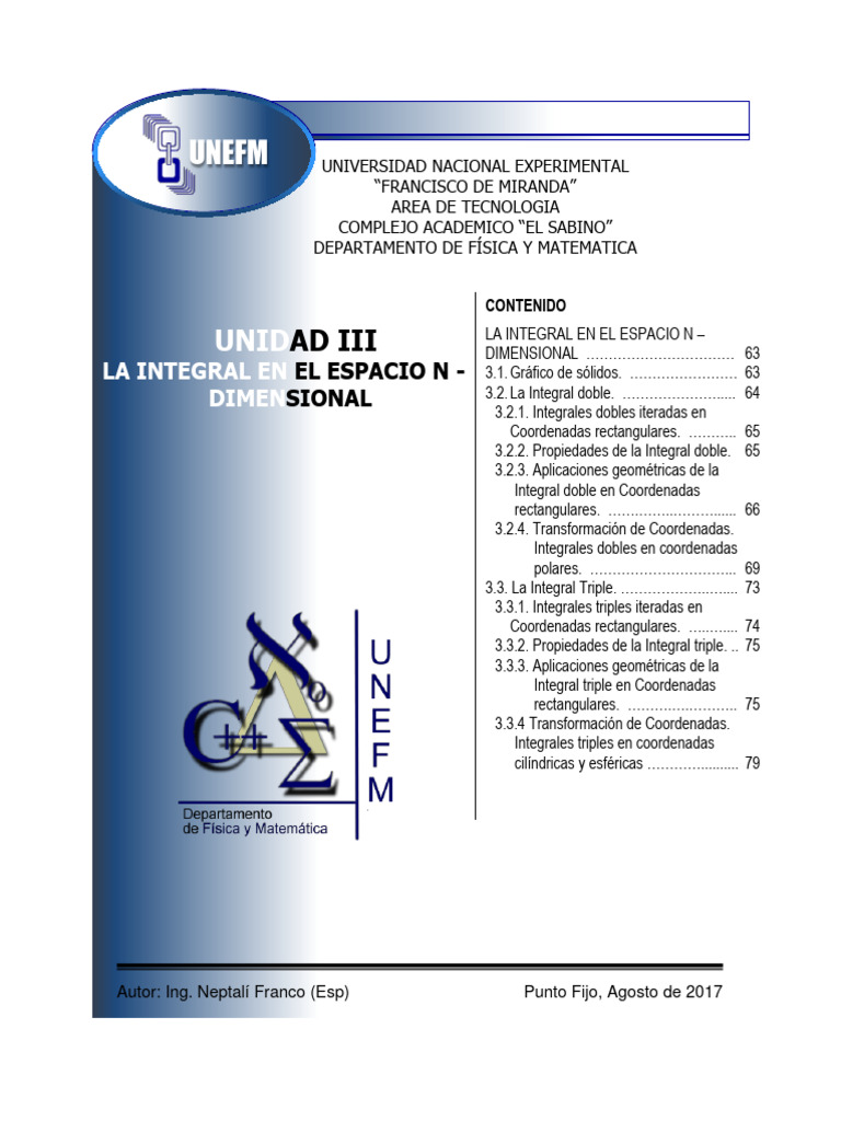 Guia de estudio 3 (La integral en el espacio n-dimensional) | Descargar gratis PDF | Integral ...