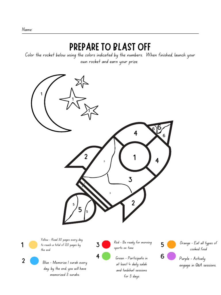 Rocket Coloring and Writing Worksheet | PDF