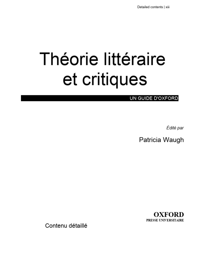 Guide de théorie littéraire et critiques | PDF | Enseignement des Arts ...
