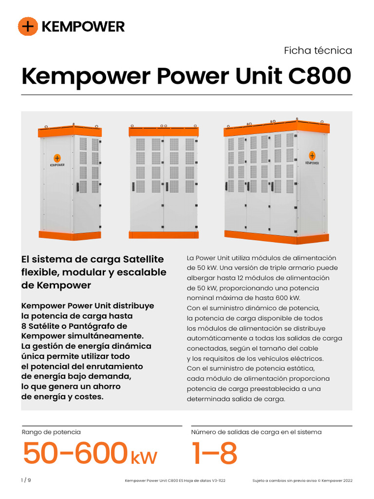 Kempower Power Unit c800 Es Datasheet v3 1122 | PDF | Ingenieria Eléctrica | Electricidad