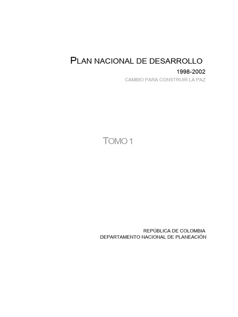 PND 1998-2002 Pastrana Tomo 1 y 2 | PDF | Inflación | Colombia