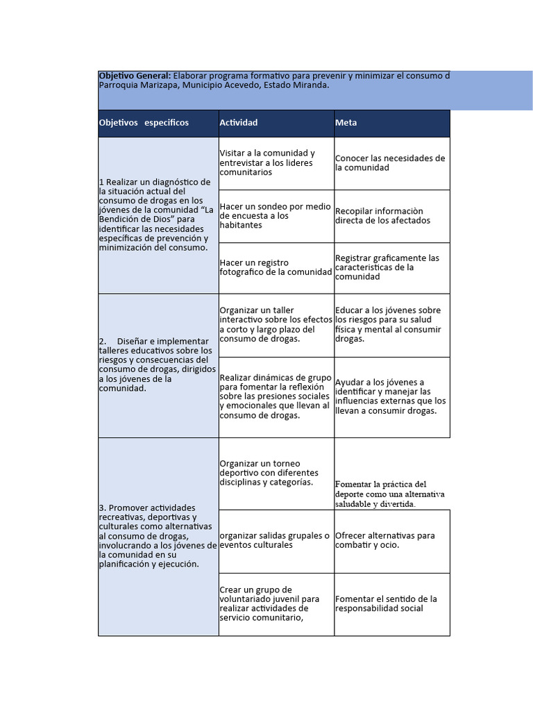 Plan de Accion | PDF | Drogas