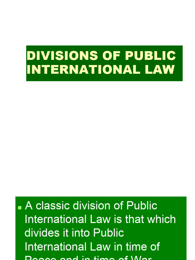 Divisions of Public International Law | PDF
