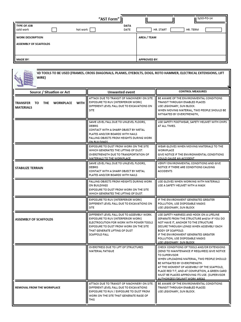 Ast Scaffold Assembly Form | PDF | Personal Protective Equipment ...