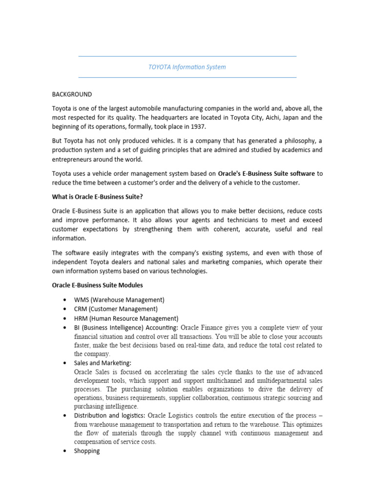 TOYOTA Information System | PDF | World Wide Web | Internet & Web