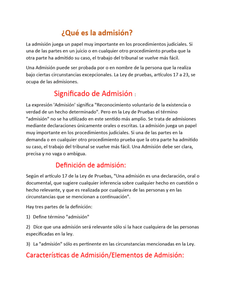 ¿Qué Es La Admisión? | PDF | Inferencia