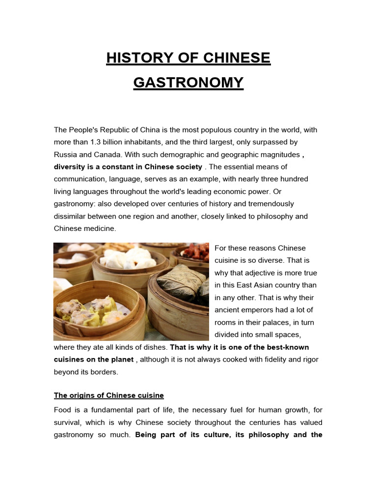 History of Chinese Gastronomy | PDF | Chinese Cuisine | Cuisine