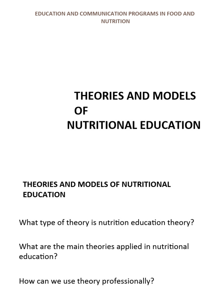 Nutritional Education Theories Explained | PDF | Behavior | Theory