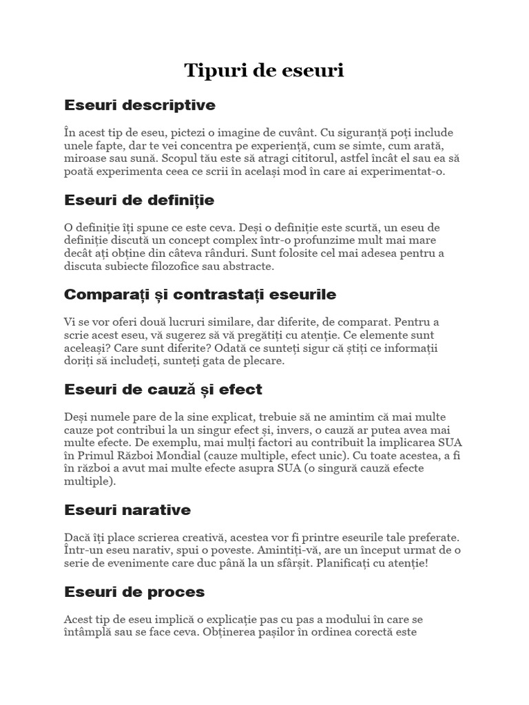 Tipuri de Eseuri | PDF
