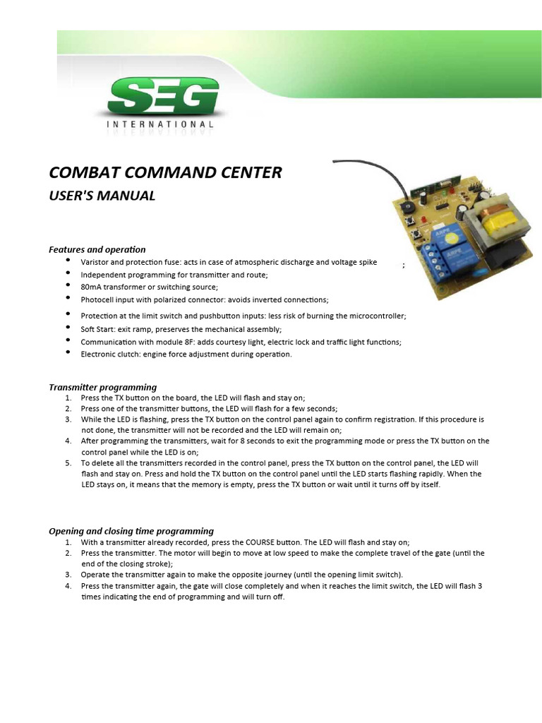 Garen Manual - Combat Control Electric Gate | PDF | Light Emitting Diode | Transmitter